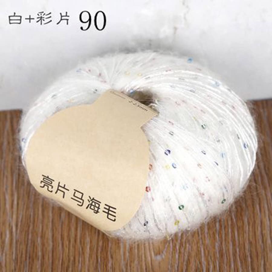 50g/Ball New Sequins Mohair Yarn Soft Knitting Yarn for Cloth Colorful Thin Crochet Yarn (Color : 33)