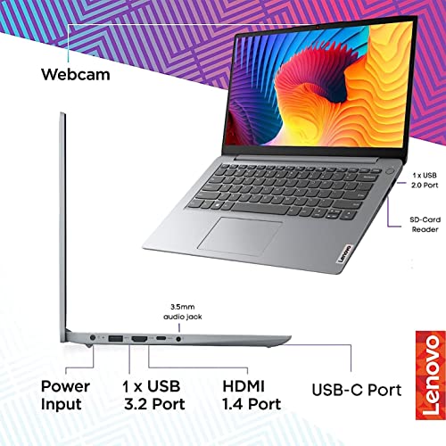 LENOVO 2022 Ideapad 1i 14.0" HD Student&Business Laptop, Intel Pentium N5030 Processor, 4GB RAM, 512GB SSD, Intel HD Graphics, HD Webcam, Gray, Win 11 Home, 1 Year Office 365, 32GB SnowBell USB Card