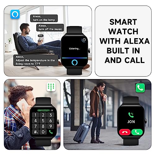 Faweio Smart Watches for Men Women, Alexa Built in & Bluetooth Call(Answer/Make), 1.95" Touch Screen Fitness Tracker with Heart Rate SpO2 Sleep Monitor Smartwatch for iPhone Android IP68 Waterproof