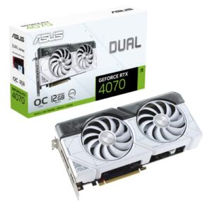 asus dual geforce rtx™ 4070 white oc edition 12gb gddr6x (pcie 4.0, 12gb gddr6x, dlss 3, hdmi 2.1, displayport 1.4a, 2.56-slot design, axial-tech fan design, 0db technology, and more)