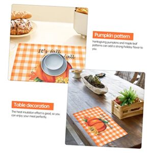 Cabilock 4pcs Pumpkin Placemats Coffee Coasters Fall Wedding Decor Jute Placemat New Year Eve Decor Pumpkin Doilies Place Mats Tablemat Table Mats for Restaurant Table Adornments Meal Mats