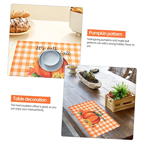 Cabilock 4pcs Pumpkin Placemats Coffee Coasters Fall Wedding Decor Jute Placemat New Year Eve Decor Pumpkin Doilies Place Mats Tablemat Table Mats for Restaurant Table Adornments Meal Mats