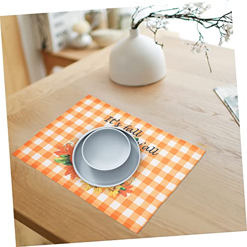 Cabilock 4pcs Pumpkin Placemats Coffee Coasters Fall Wedding Decor Jute Placemat New Year Eve Decor Pumpkin Doilies Place Mats Tablemat Table Mats for Restaurant Table Adornments Meal Mats