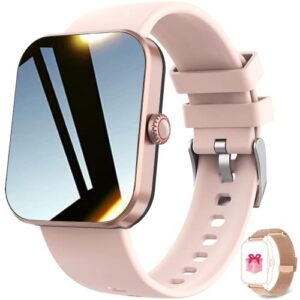 FILIEKEU 𝑯𝒆𝒂𝒓𝒕 𝑹𝒂𝒕𝒆 𝑺𝒎𝒂𝒓𝒕𝒘𝒂𝒕𝒄𝒉 Women F57L Blood Pressure Monitoring Temperature Sports Waterproof Smart Watch Ladies Fashion Pink Silicone Couple Watches Compatible with Android iOS