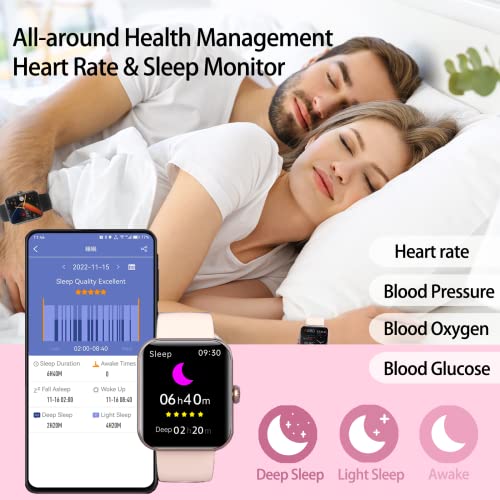 FILIEKEU 𝑯𝒆𝒂𝒓𝒕 𝑹𝒂𝒕𝒆 𝑺𝒎𝒂𝒓𝒕𝒘𝒂𝒕𝒄𝒉 Women F57L Blood Pressure Monitoring Temperature Sports Waterproof Smart Watch Ladies Fashion Pink Silicone Couple Watches Compatible with Android iOS