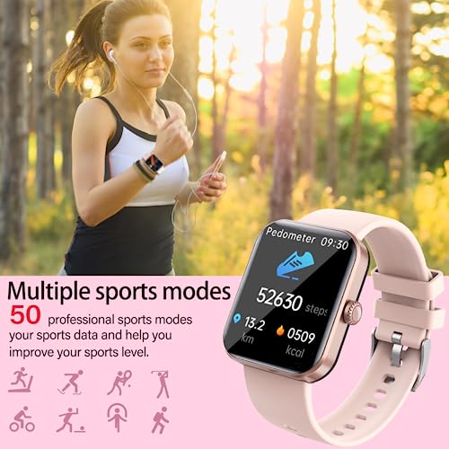 FILIEKEU 𝑯𝒆𝒂𝒓𝒕 𝑹𝒂𝒕𝒆 𝑺𝒎𝒂𝒓𝒕𝒘𝒂𝒕𝒄𝒉 Women F57L Blood Pressure Monitoring Temperature Sports Waterproof Smart Watch Ladies Fashion Pink Silicone Couple Watches Compatible with Android iOS