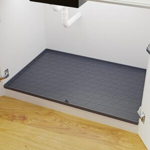 Under Sink Mat for Kitchen Waterproof, 34" x 22" Flexible Silicone Under Sink Liner with Drain Hole, Hold up to 3 Gallons of Liquids, Cabinet Protector Mats for Kitchen Bathroom Drip Tray, Grey