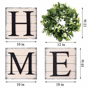 Farmhouse Wall Decor Room Decor Wood Home Sign with Artificial Eucalyptus for O, Rustic Hanging Wooden Sign with Letters Decorative Home Decor Clearance Living Room Decor