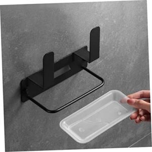 Cabilock 1 Set Wall Mounted Pot Lid Rack Stainless Steel Sheet Pans Stainless Steel Cutting Board Wall Bracket Hanging Pot Rack Hanger Pot Lid Stand Cabinet Door Lid Organizer Pp Black Tray