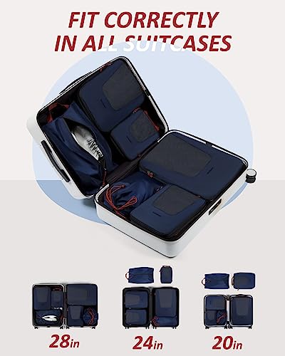 Packing Cubes for Suitcases, BAGSMART 6 Carry On Suitcase Organizer Bags Set Travel Packing Cubes for Women, Lightweight Luggage Organizer Bags with Shoe Bag & Luandry Bag,Navy Blue