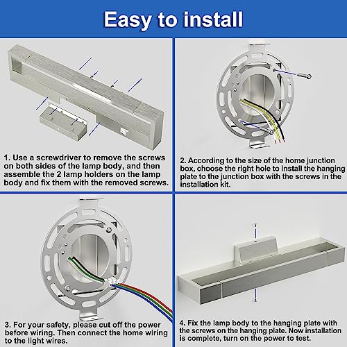 Taptoron Bathroom Lights Over Mirror Brushed Nickel 16.5 Inch 18W Adjustable Modern Vanity Light Bar with Switch, Natural White 5000K Bath Light Fixtures for Makeup Bathroom Cabinet - ETL Certified