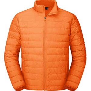 MAGCOMSEN Puffer Jacket Men Packable Down Jacket Lightweight Winter Coats Waterproof Insulated Jacket Orange 2XL