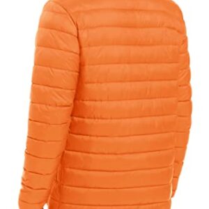 MAGCOMSEN Puffer Jacket Men Packable Down Jacket Lightweight Winter Coats Waterproof Insulated Jacket Orange 2XL