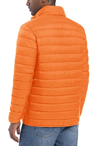 MAGCOMSEN Puffer Jacket Men Packable Down Jacket Lightweight Winter Coats Waterproof Insulated Jacket Orange 2XL