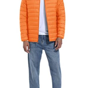 MAGCOMSEN Puffer Jacket Men Packable Down Jacket Lightweight Winter Coats Waterproof Insulated Jacket Orange 2XL