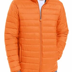 MAGCOMSEN Puffer Jacket Men Packable Down Jacket Lightweight Winter Coats Waterproof Insulated Jacket Orange 2XL