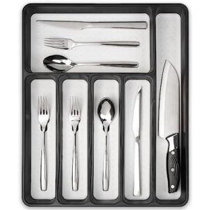 conflech black plastic 6 slots silverware organizer