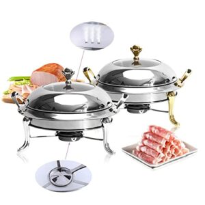 Stainless Chafing Dish Buffet Set with Visible Lid,Food Tray and Fuel Holder for Parties Buffet (Diameter: 28 CM),Gold