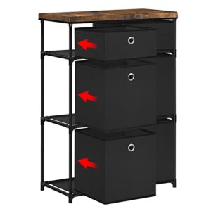 6 Cube Storage Organizer, Closet Organizers and Storage, Drawer Clothes Organizer Unit for Closet, Easy Assembly Closet Dresser for Bedroom, Dorm, Playroom, Hallyway, Black & Brown.(Top Not Wood)