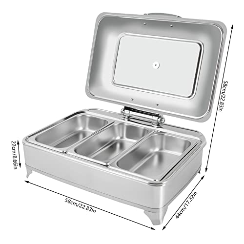 NeNchengLi Electric Chafing Dish Buffet Set 9L, Buffet Server And Warming Tray, Stainless Steel Electric Catering Food Warmer Rectangular Chafer, Party Catering Tray W/Lid