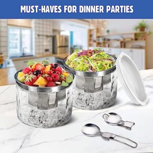 LIMOEASY Chilled Dip Bowl (2 Pack), 25oz Ice Serving Bowl with Lid for Parties, Cold Serving Dish for Hummus, Salsa, Guacamole, Sauces, Pasta