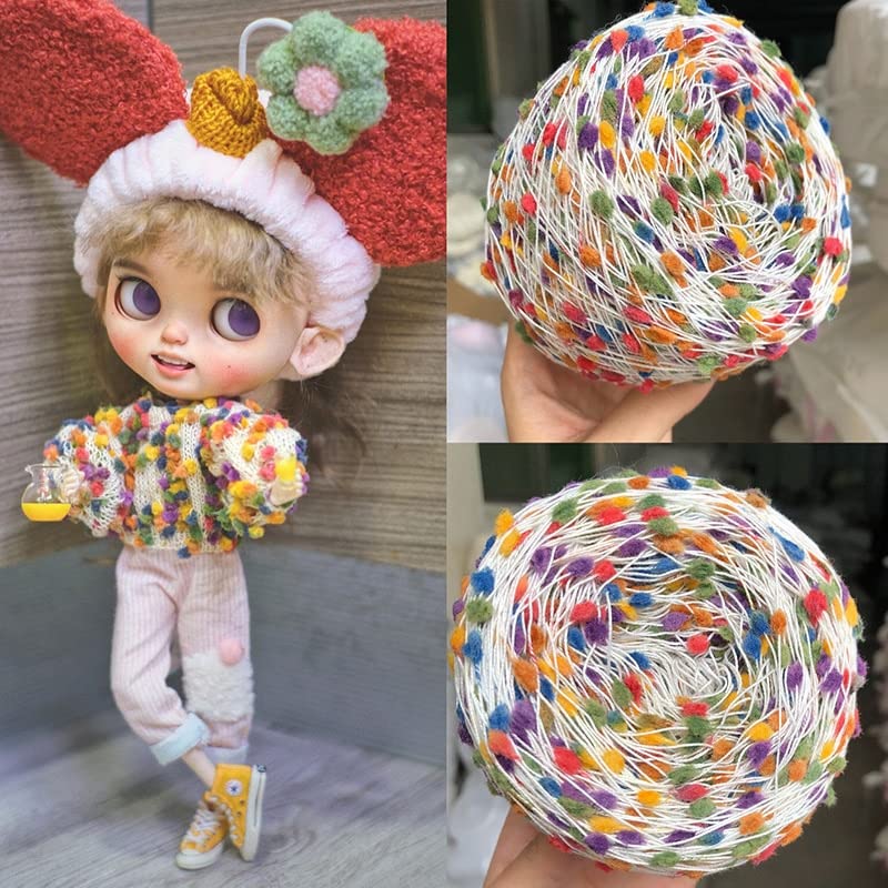 50g/Ball Polyester Yarn with Colorful Dots Baby Knitting Wool Thread for Crocheting Cotton Wool Crochet Needles Yarns for Scarf (Color : E)