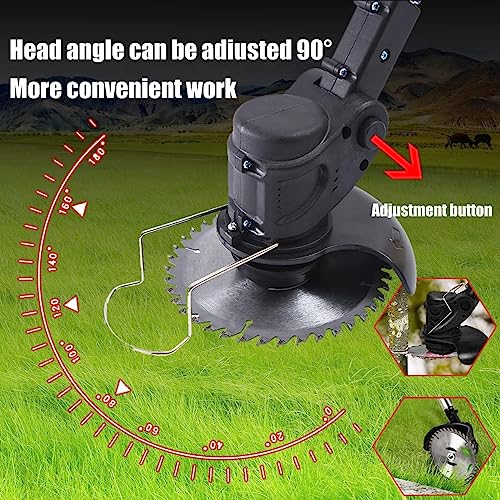 Weed Wacker, 21V Electric Cordless Weed Eater Lightweight Grass Trimmer/Lawn Edger/Mower/Brush Cutter with 21V/2.0Ah Battery, Push Wheeled Weed Brush Cutter No String Trimmer for Yard and Garden