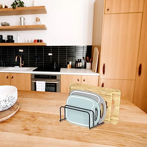 Cutting Board Organizer 2 Pack, Compact Chopping Board Storage Rack for Cabinet, Kitchen Countertop Pan Pot Lids Stand Holder Organizer for Baking Sheets, Flat Plate (0.6 Inch Width Slots)