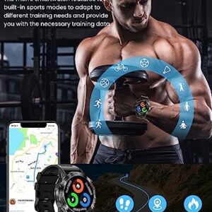 PODOEIL Military Smart Watch for Men with Bluetooth Calling, 108 Sports Modes Activity Tracker Watch for iPhone Samsung Android, 1.39" HD Smartwatch with Health Monitor Sleep Monitor (Black)