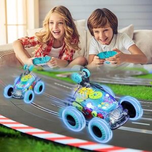 GEERAY Toy Cars for Boys 4-6, Remote Control Car for Toddlers 1-3, RC Stunt Car Toys for Kids, 4WD 360°Rotating Toddlers RC Car with Cool Headlights