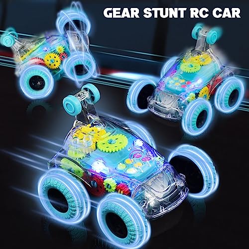 GEERAY Toy Cars for Boys 4-6, Remote Control Car for Toddlers 1-3, RC Stunt Car Toys for Kids, 4WD 360°Rotating Toddlers RC Car with Cool Headlights