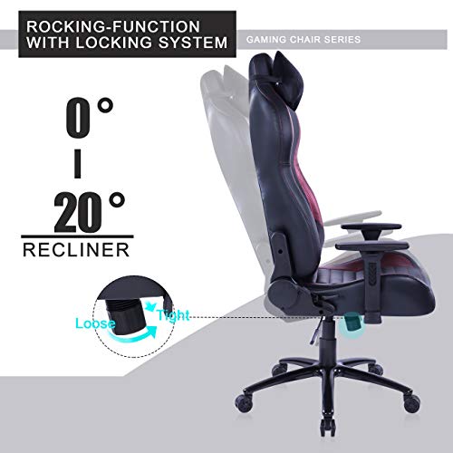 Massage Gaming Chair Big and Tall Gaming Chair - Metal Base High Back Racing Game Chair Computer Chair, Ergonomic Leather Executive Gaming Chair with Headrest and Lumbar Pillow