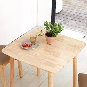 Livinia Aslan 29.5" Malaysian Oak Square Wooden Dining Table/Small Solid Wood Kitchen Desk (Natural Oak)