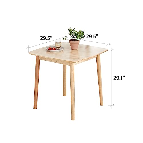 Livinia Aslan 29.5" Malaysian Oak Square Wooden Dining Table/Small Solid Wood Kitchen Desk (Natural Oak)