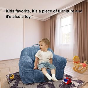 Louis Donné Bean Bag Sofa Chair, Ultra-Soft Foam Filling Arm Chair, Reading Couch for Kids, Teens and Adults, Lazy Sofa for Living Room, Bedroom - Blue