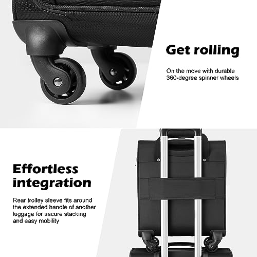 Coolife Luggage Underseat Luggage Carry On Suitcase Softside Luggage Lightweight Rolling Travel Bag Spinner Luggage