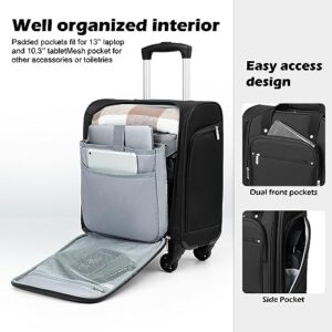 Coolife Luggage Underseat Luggage Carry On Suitcase Softside Luggage Lightweight Rolling Travel Bag Spinner Luggage