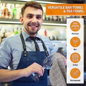 HOMERHYME Kitchen Towels, 8 Pack Microfiber Dish Towels Kitchen Washcloth, 270 GSM Grey All-Purpose Quick Dry Reusable Lint Free & Super Absorbent Tea Towels for Kitchen, Bar, Shop & Hotel 25'' x 15''