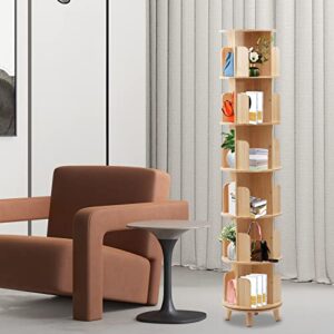 hoomtlsy rotating bookshelf 360° floor standing bookcase 6 tier multi-functional bookshelf organizer wood display cabinet rotation display tower for office home living room study