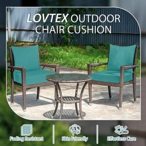 LOVTEX Outdoor Deep Seat Cushion Set, Water Resistant Outdoor Chair Cushions 24 x 24, Patio Chair Cushions for Outdoor Furniture (Deep Seat & Back Cushion), Teal