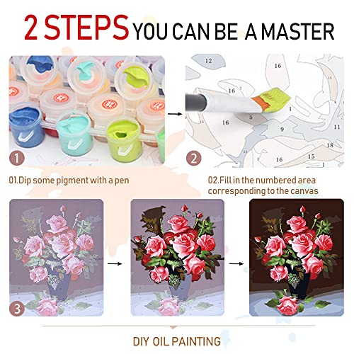 Amphol Paint by Number for Adults Canvas, 4 Pack 16x20 Inch DIY Adult Paint by Number Kits, Easy Acrylic Oil Painting by Numbers Home Wall Decor Great for Gift