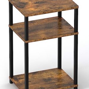 WOODYNLUX Night Stand 3-Tier Side Table, End Table with Shelves, Tall Bedside Table, Nightstand Accent Table for Living Room, Bedroom, Rustic.