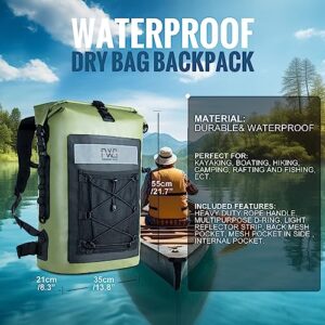 FEIWOOD GEAR Dry Bag Waterproof Backpack for Kayaking, Floating Roll Top Dry Bag for Outdoors Water Activities Kayaking, Boating, Hiking, Camping, Rafting and Fishing