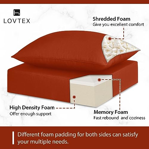 LOVTEX Outdoor Deep Seat Cushion Set, Water Resistant Outdoor Chair Cushions 24 x 24, Patio Chair Cushions for Outdoor Furniture (Deep Seat & Back Cushion), Brick Red