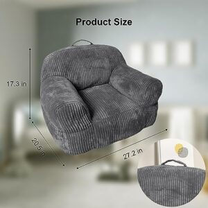 Louis Donné Kids Couchs, Premium Corduroy Kids Bean Bag Chairs with Memory Foam Filler, Toddler Couch for Playrooms and Bedrooms-27.2 * 20.5 * 17.3 in, Grey