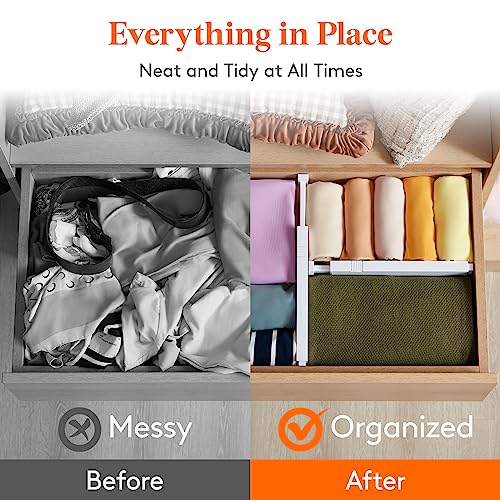 Lifewit 8 Pack Drawer Dividers Plastic 4" High, 11-17" Adjustable Drawer Organizers for Clothes, Expandable Dresser Separators in Bedroom/Bathroom/Kitchen/Fridge/Office Organization and Storage