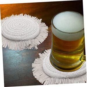 SHOWERORO 2pcs Tassel Placemat Bohemian Table Mats Farmhouse Jute Table Mats Tassel Placemats Table Coasters for Drinks Jute Placemat Woven Round Placemats Coasters for Drinks Absorbent Desk