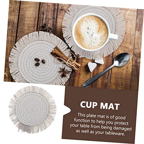 SHOWERORO 2pcs Tassel Placemat Bohemian Table Mats Farmhouse Jute Table Mats Tassel Placemats Table Coasters for Drinks Jute Placemat Woven Round Placemats Coasters for Drinks Absorbent Desk