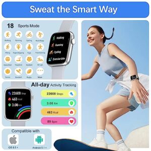 YoYoFit Smart Watch Fitness Tracker with Heart Rate Blood Oxygen Blood Pressure Sleep Monitor Step Calorie Counter Activity Health Trackers IP68 Waterproof for Android Phones iPhone Women Men, Grey