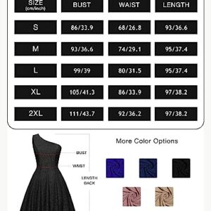 DRESSTELLS Women's Cocktail Party Dresses, Black One Shoulder Glitter Sparkly Homecoming Dress for Teen, Summer Wedding Guest Skater Dress 2023 M